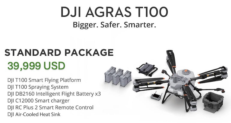 DJI Agras T100 Ready to Fly Bundle (With 3 Batteries ) – Drone Robotics ...